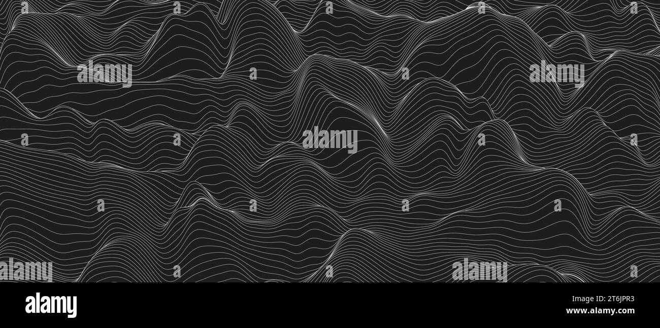 Monochrome sound line waves abstract background . Distorted line shapes ...