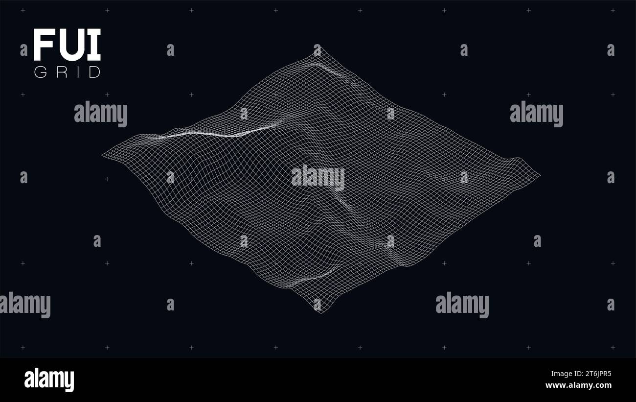 FUI GUI 3D Vector Landscape Scan Grid. Abstract futuristic background ...