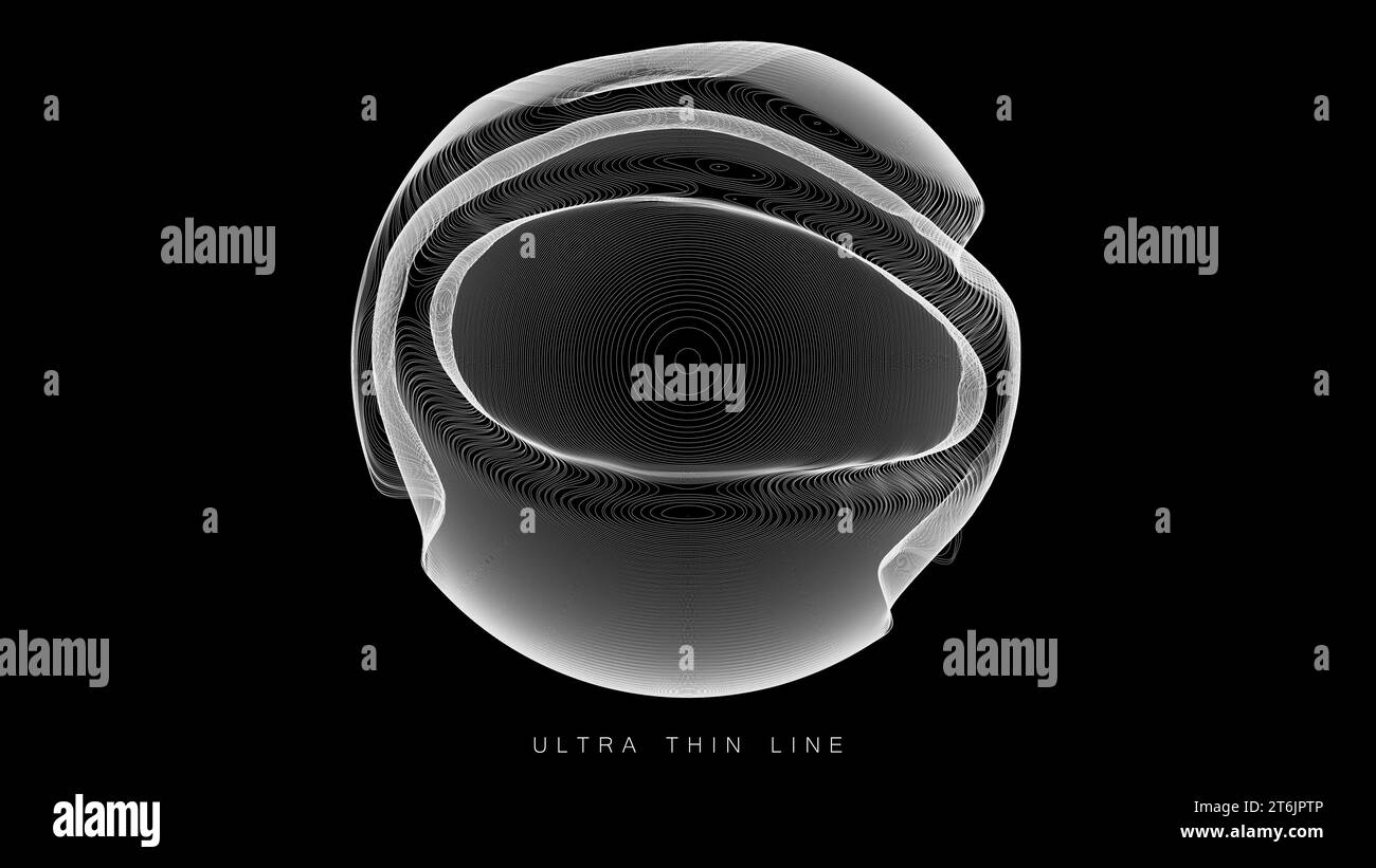 Ultra thin line fluid geometry. Dynamic vector distorted spheres Stock ...