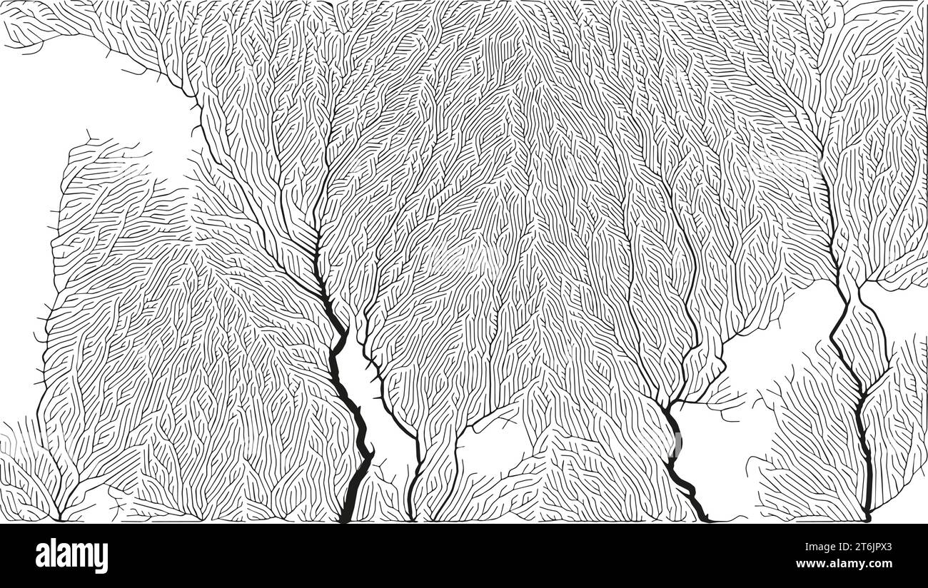 Growth pattern. Generative branching structure. Organic net of vessels ...