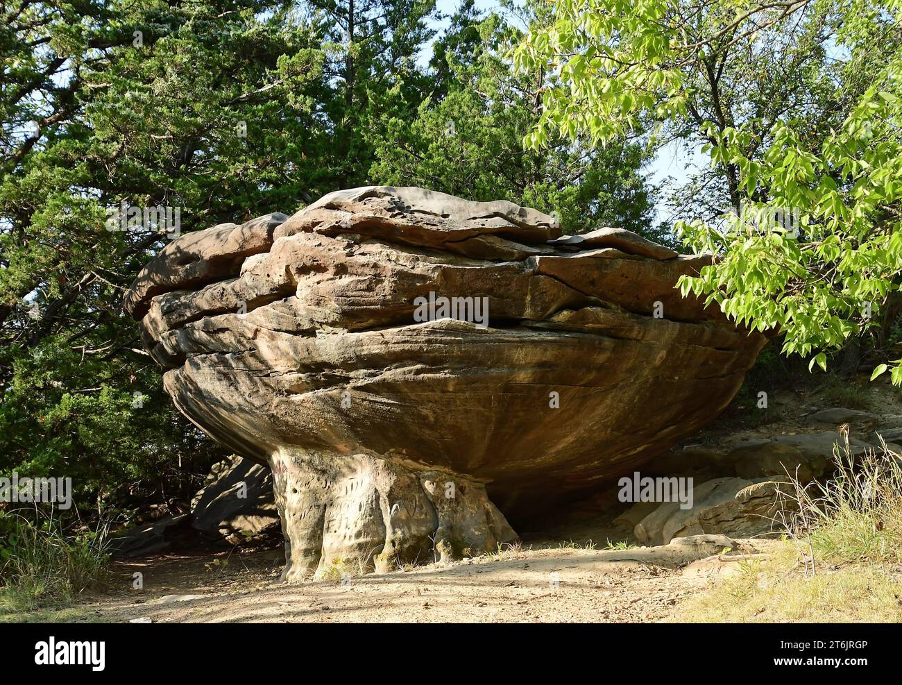 a eroded mushroom rock formation in the roadside attraction of mushroom ...