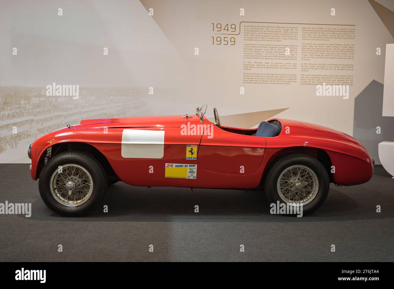 An old Ferrari 166 MM 12-cylinder V from the 1949 Le Mans competition ...