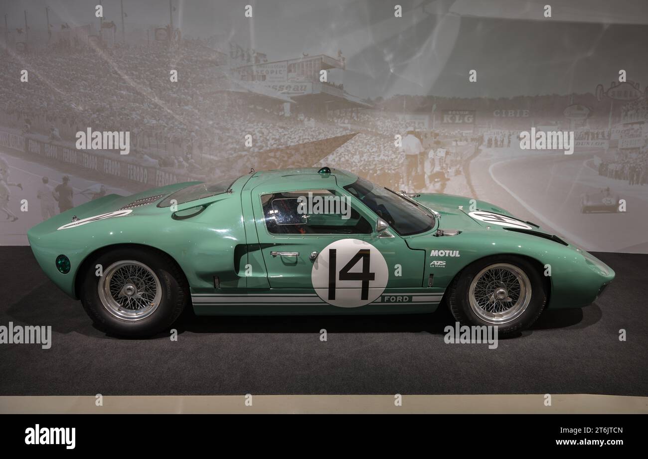 The historic Ford GT40 GT101R from 1965 displayed in a museum Stock ...