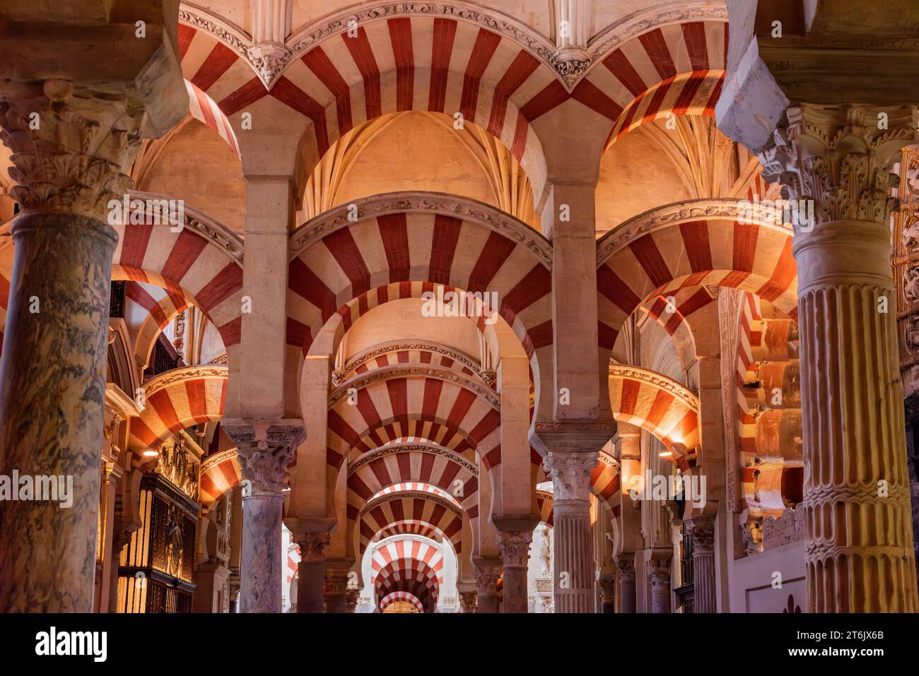 Columns and arches inside the mosque-cathedral of Córdoba Stock Photo ...