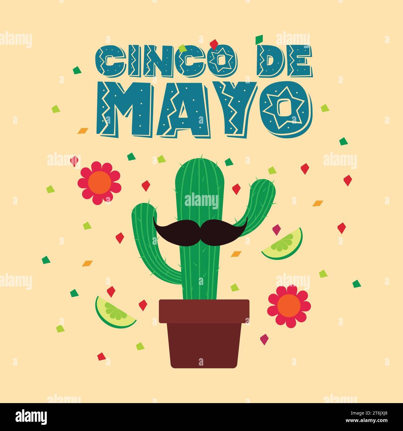 Cinco de mayo poster with cactus plant Vector Stock Vector Image & Art ...