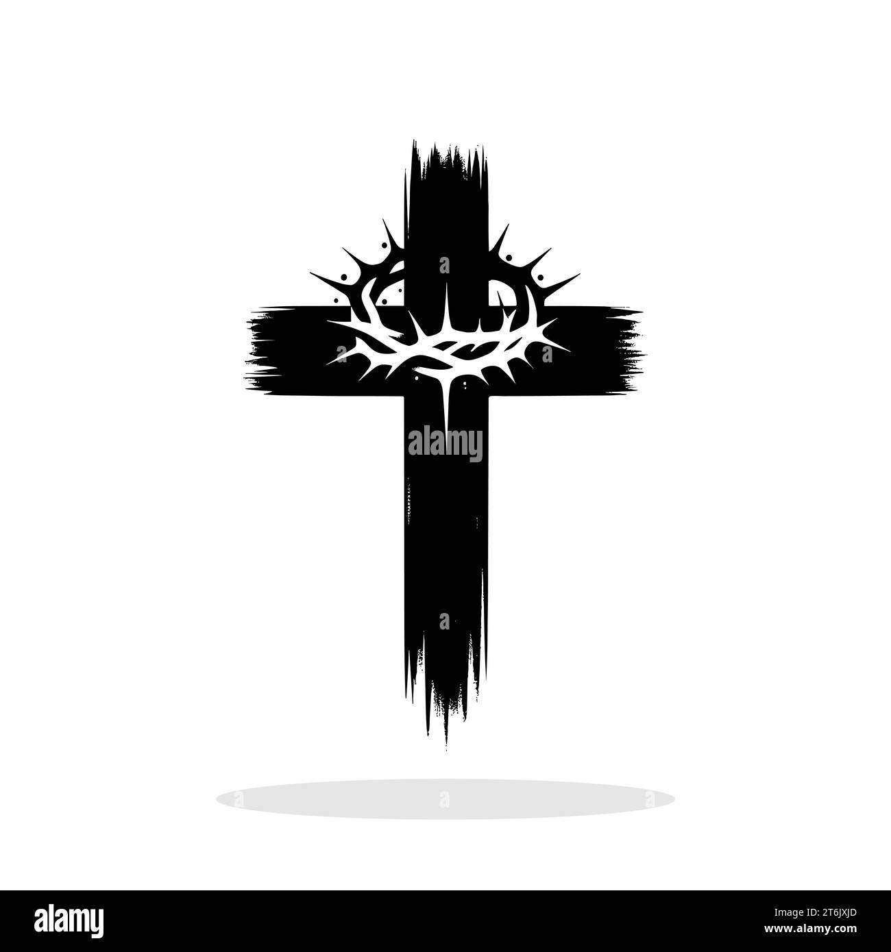 Religious symbol. Abstract black brushstroke of Christian cross with ...