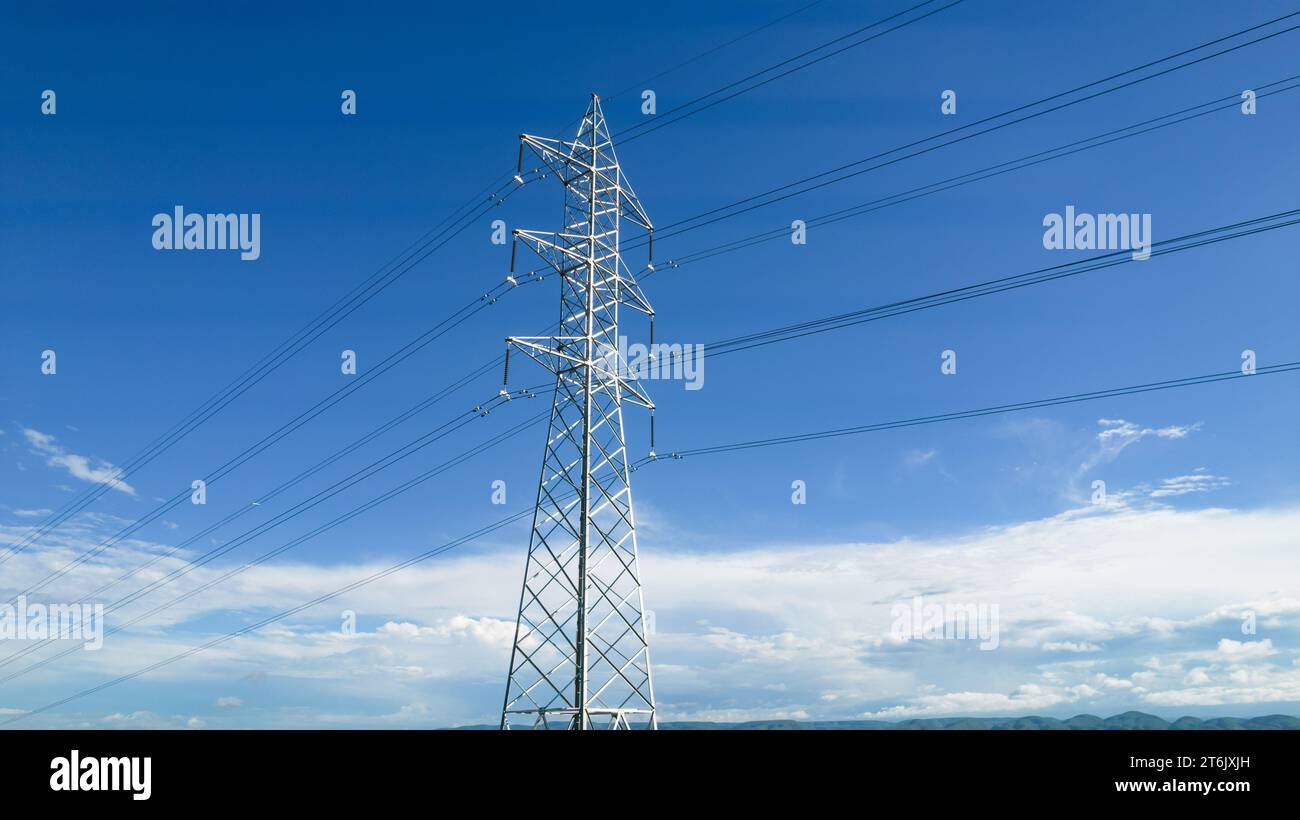 High voltage transmission lines Stock Photo - Alamy