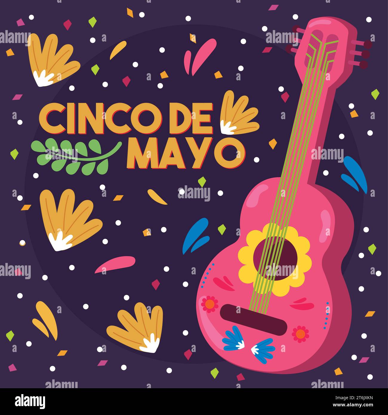 Colored cinco de mayo poster with a traditional guitar Vector Stock ...
