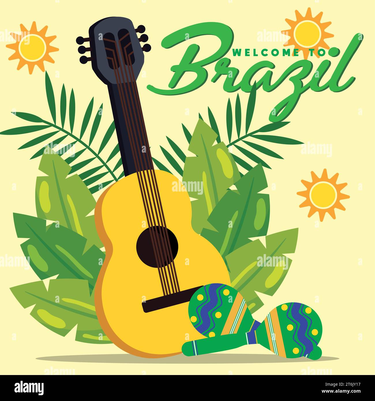 Colored brazil background with musical instruments Vector Stock Vector ...