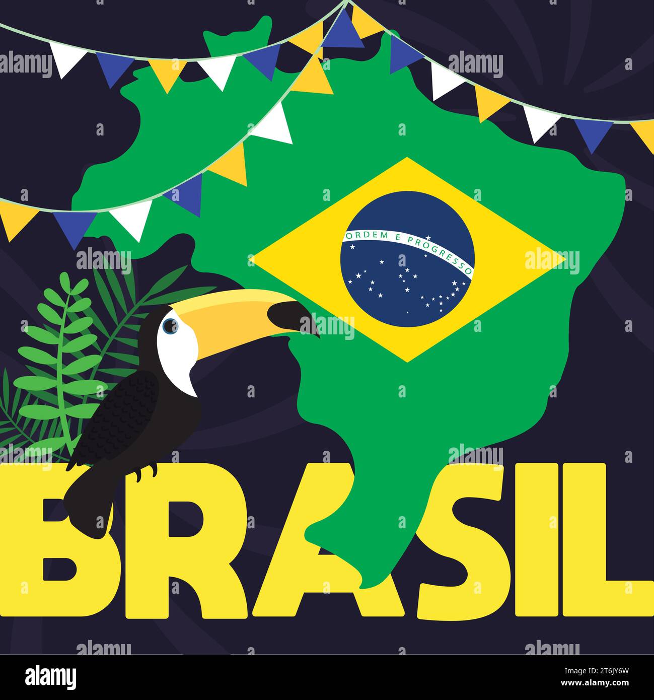 Colored brazil poster with its map and flag Vector Stock Vector Image ...