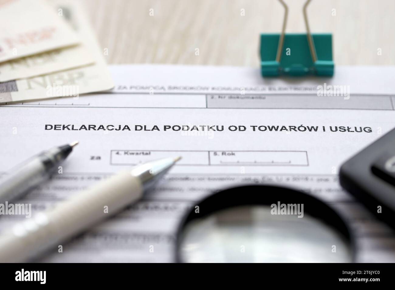 Declaration for tax on goods and services VAT-7K form on accountant ...