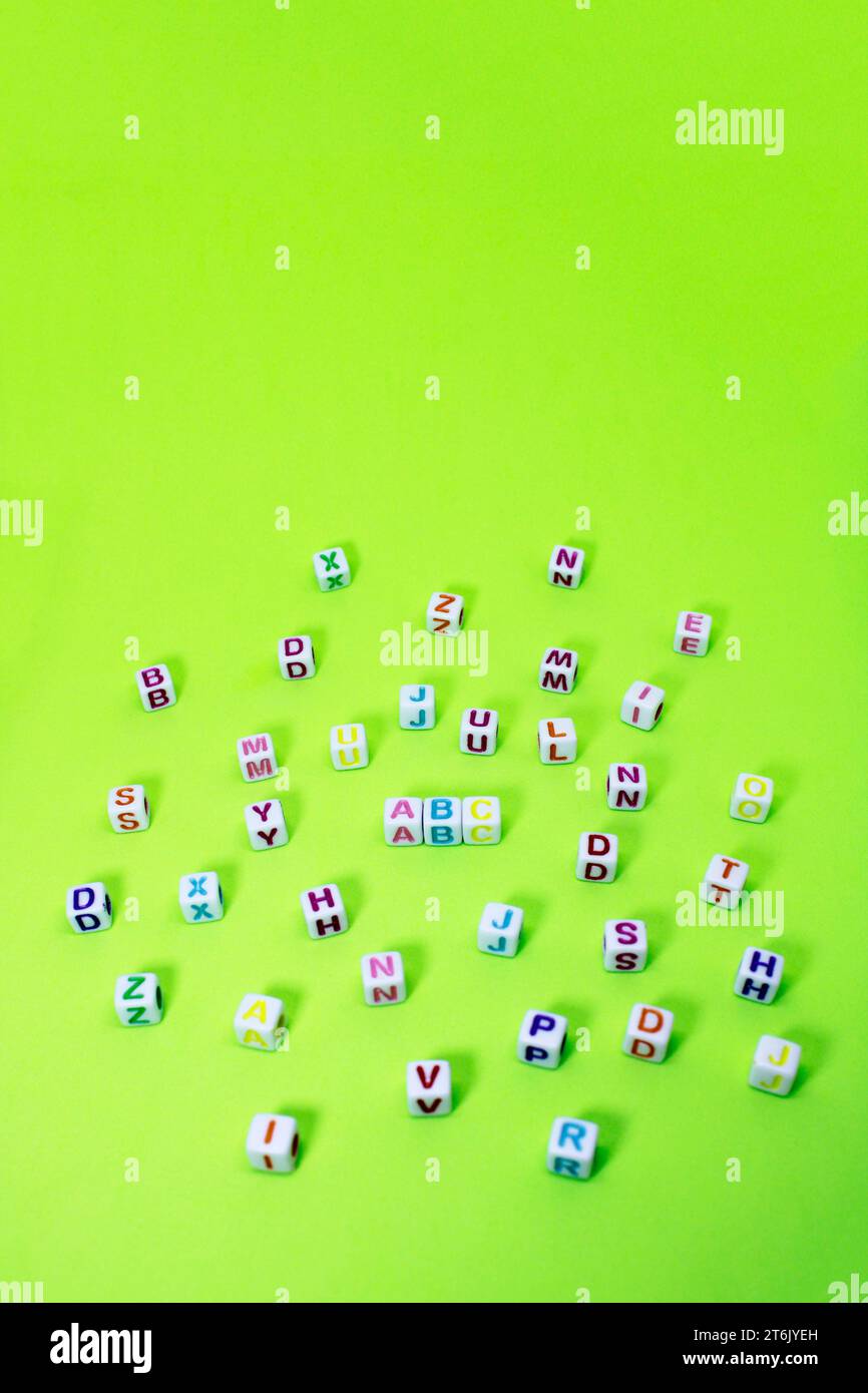 ABC, cubes with letters of different colors Stock Photo - Alamy