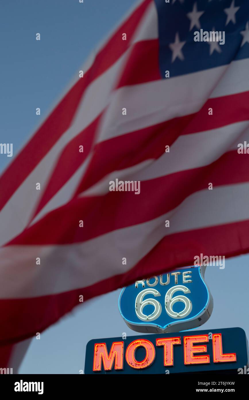Neon nights at the Historic Route 66 Motel, Seligman, Route 66, Arizona ...