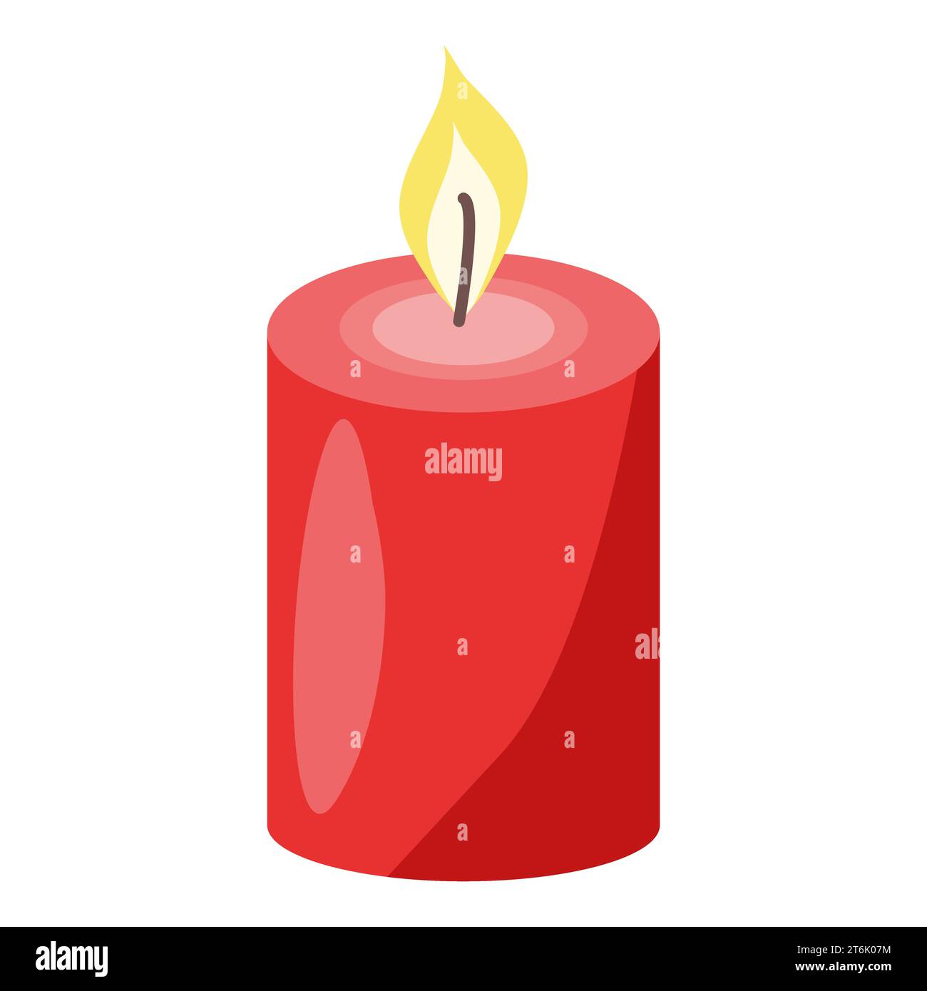Red burning candle, flat vector illustration Stock Vector Image & Art ...