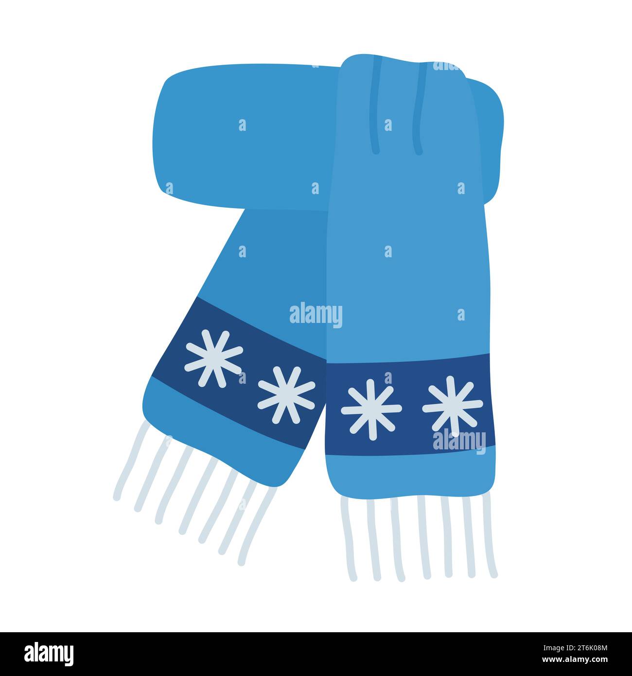 Warm blue scarf with snowflakes, winter accessories, vector ...