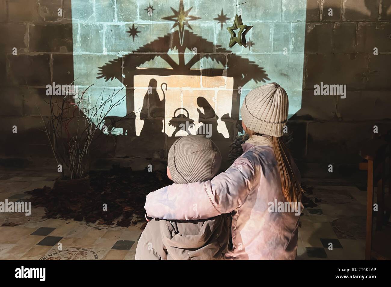 Children with church creche hi-res stock photography and images - Alamy