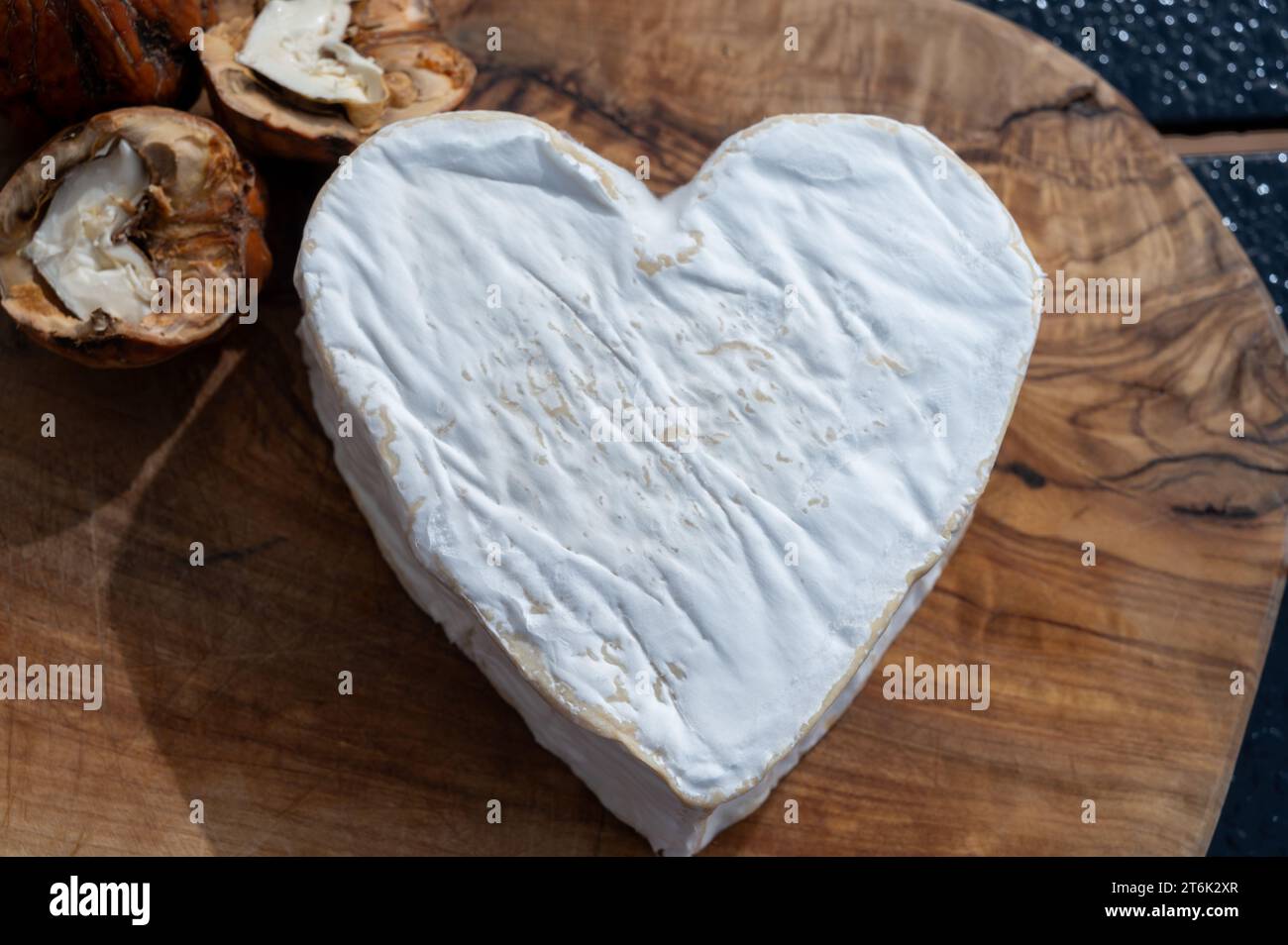 Cheese collection, French cheese from Normandy region, heart-shaped ...