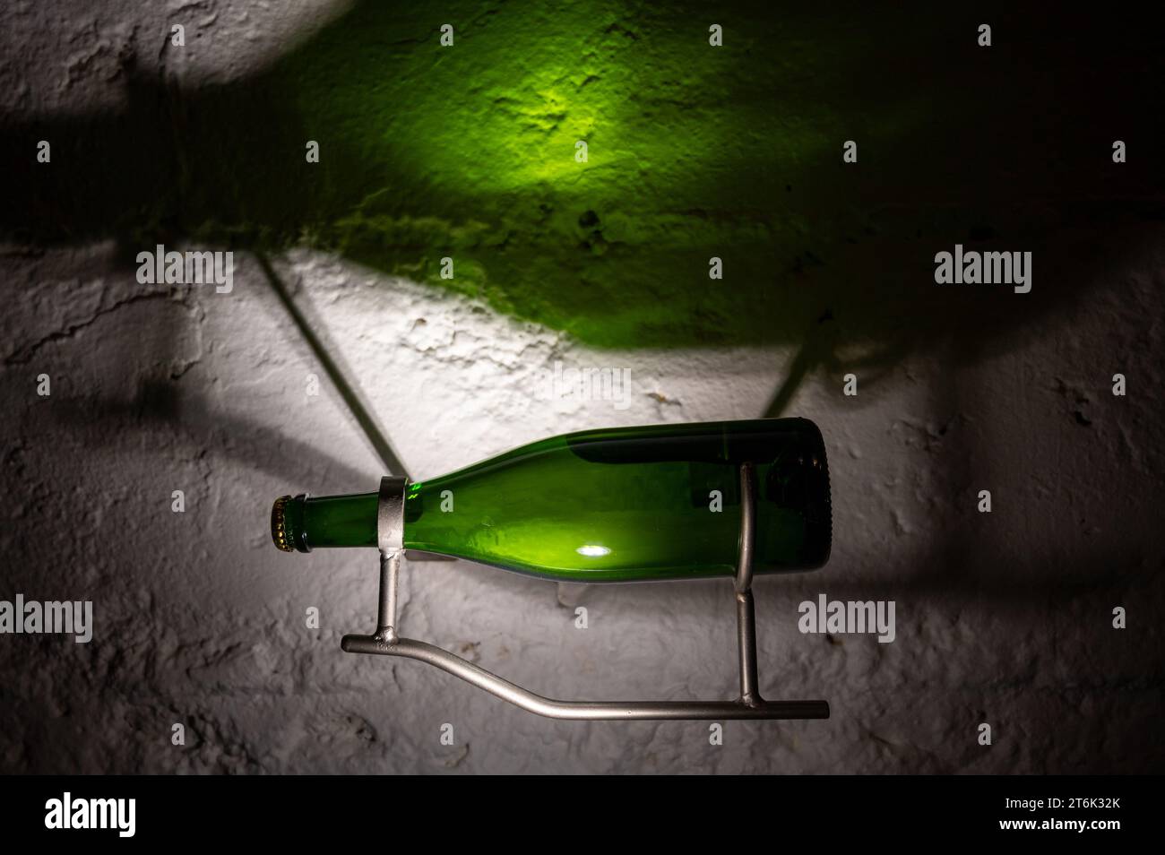 Sediment in bottle. Traditional method of production of cremant ...