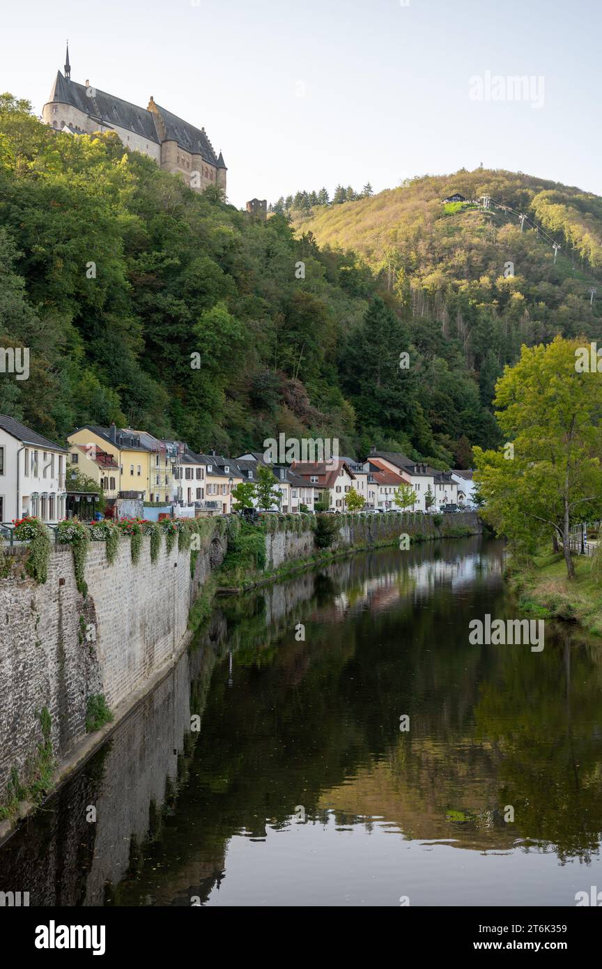 Views of medieval Vianden commune with town status in Oesling, north ...