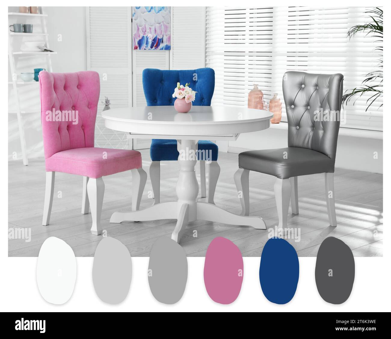 Elegant dining room with furniture. Color palette matching to this ...