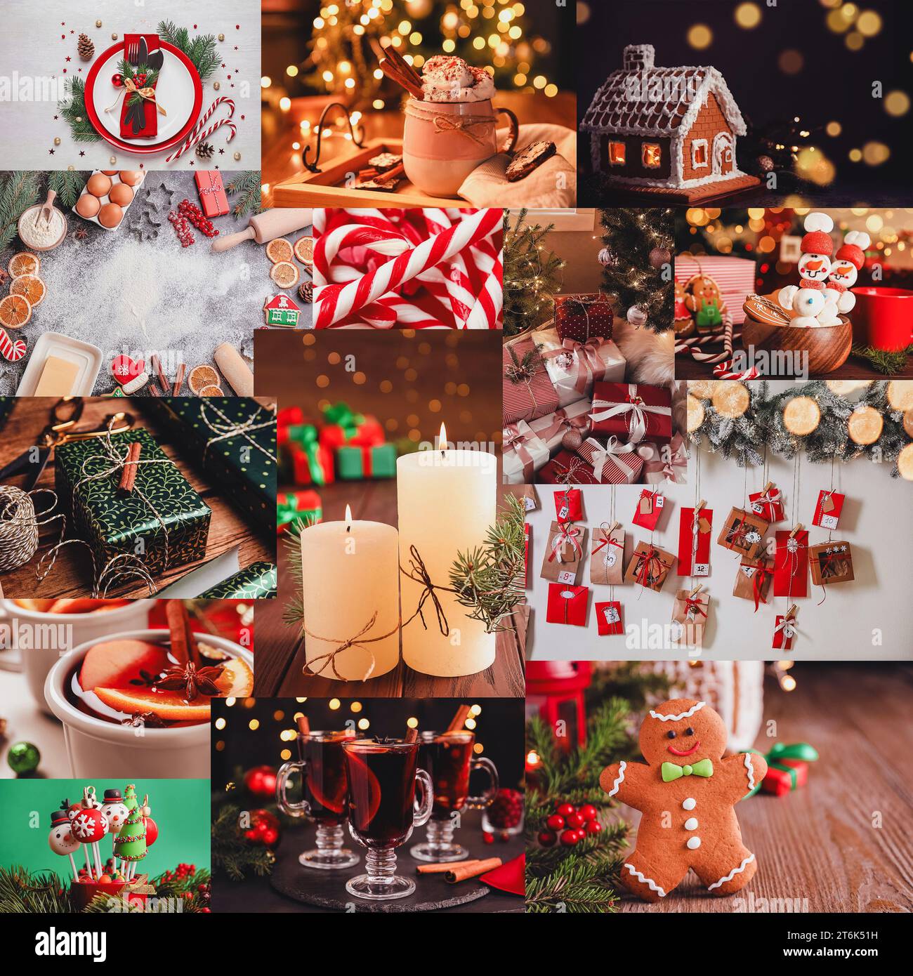 Christmas themed collage. Collection of festive photos Stock Photo - Alamy