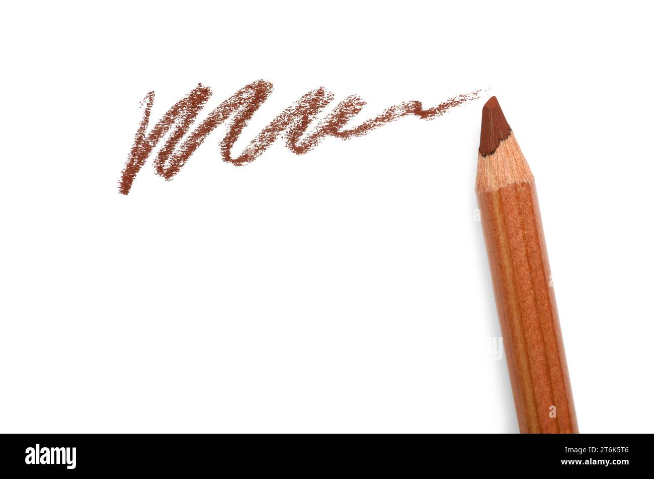 Brown pastel pencil and scribble isolated on white, top view. Drawing ...