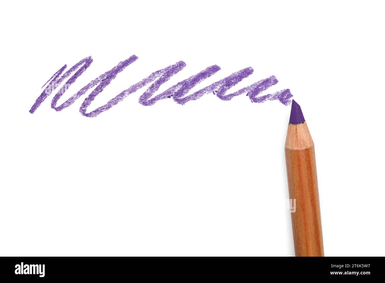 Violet pastel pencil and scribble isolated on white, top view. Drawing ...