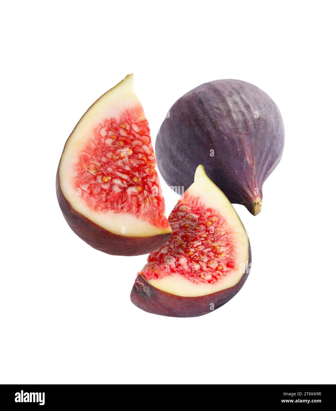 Fresh figs falling on white background, cut and whole one Stock Photo ...