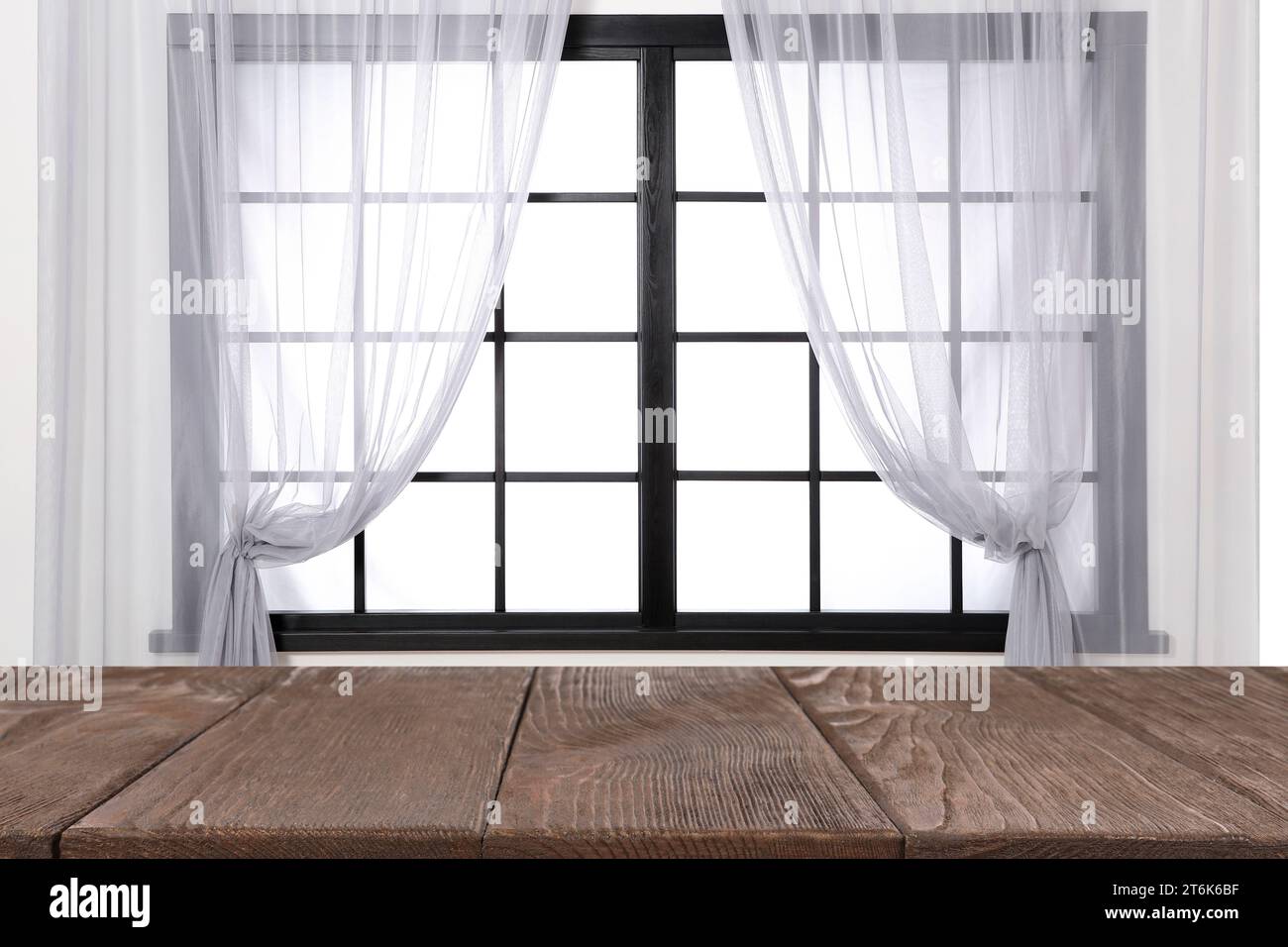 Empty wooden table against window indoors. Space for design Stock Photo ...