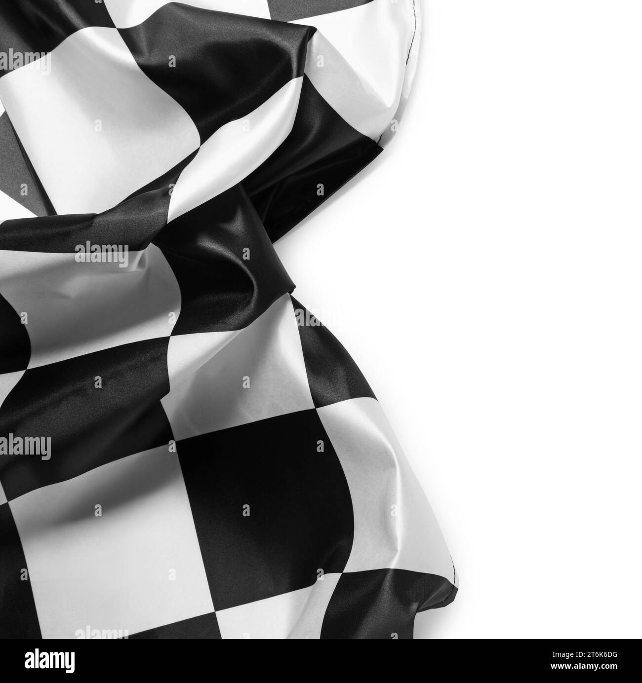 One checkered flag on white background, top view. Space for text Stock ...