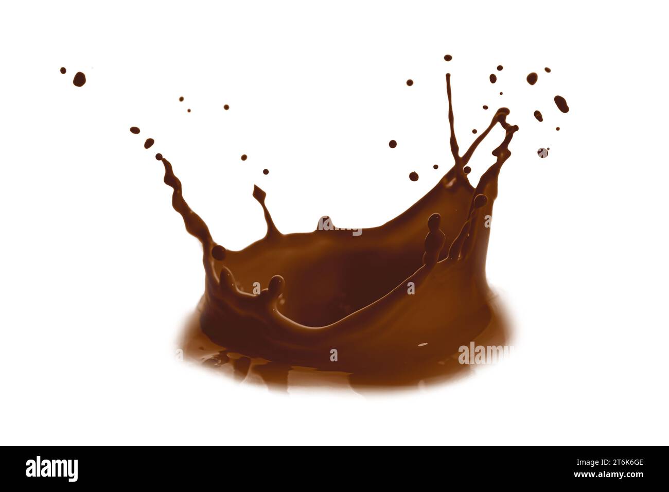 Chocolate color liquid splashing on white background Stock Photo - Alamy