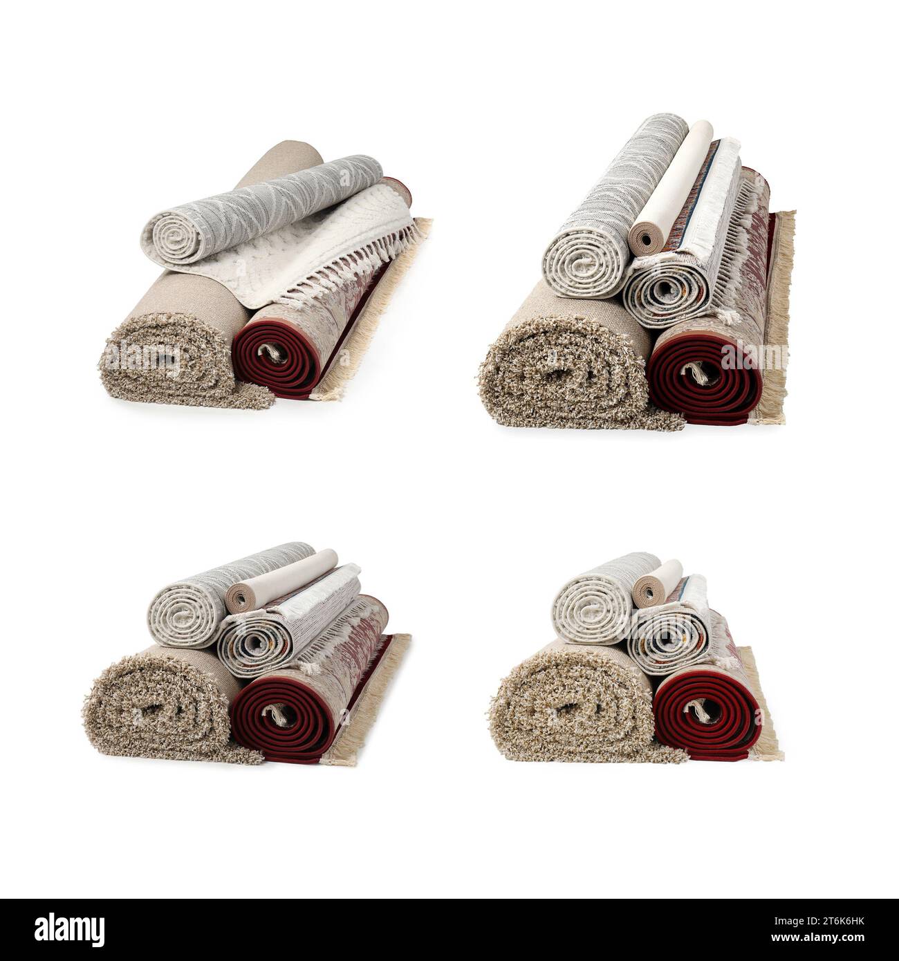 Many different rolled carpets isolated on white, set Stock Photo - Alamy