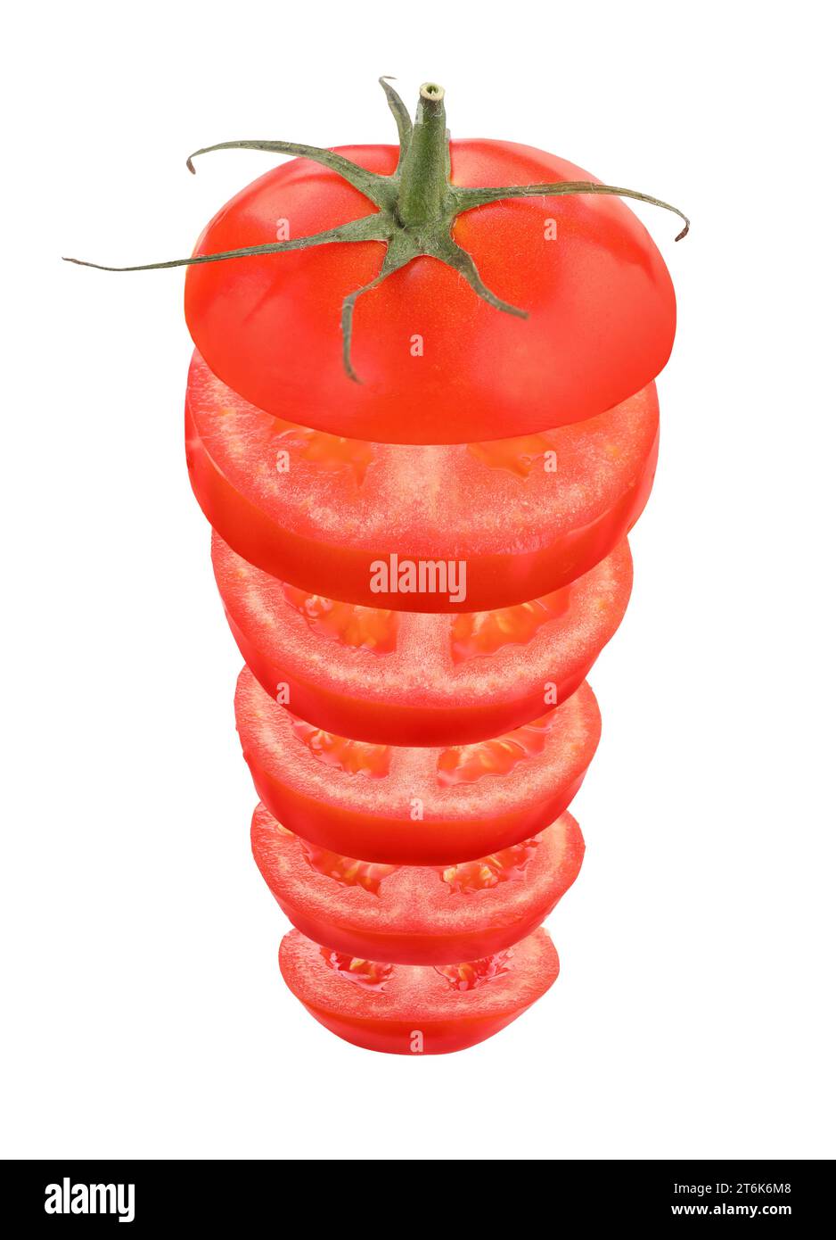 Sliced fresh red tomato falling Cut Out Stock Images & Pictures - Alamy