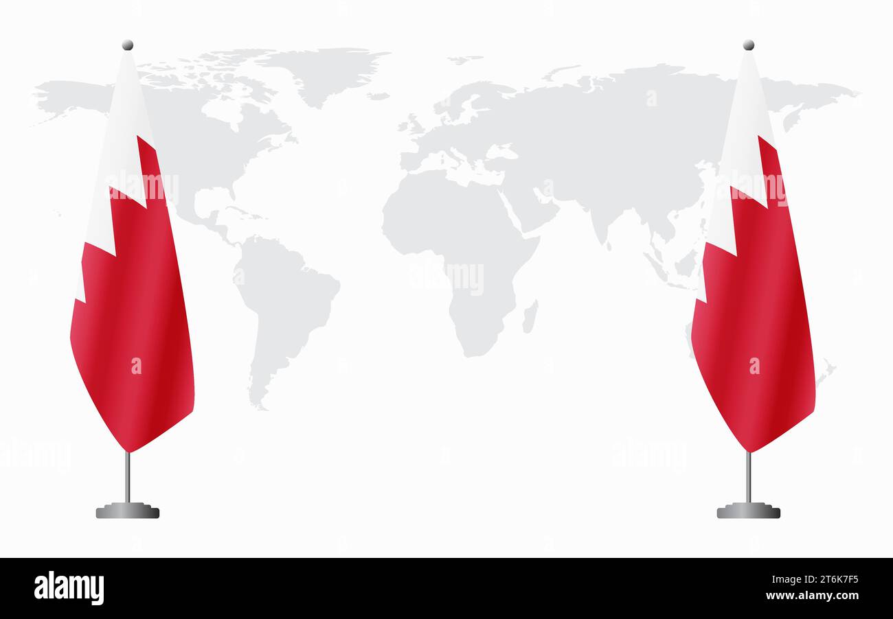 Bahrain and Bahrain flags for official meeting against background of ...