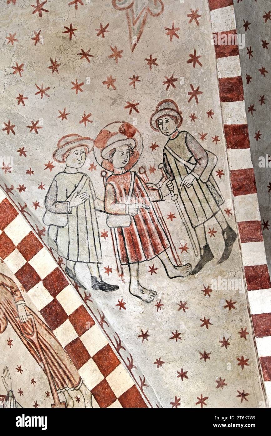 Christ with two pilgrims, follow in my footsteps, ceiling mural ...