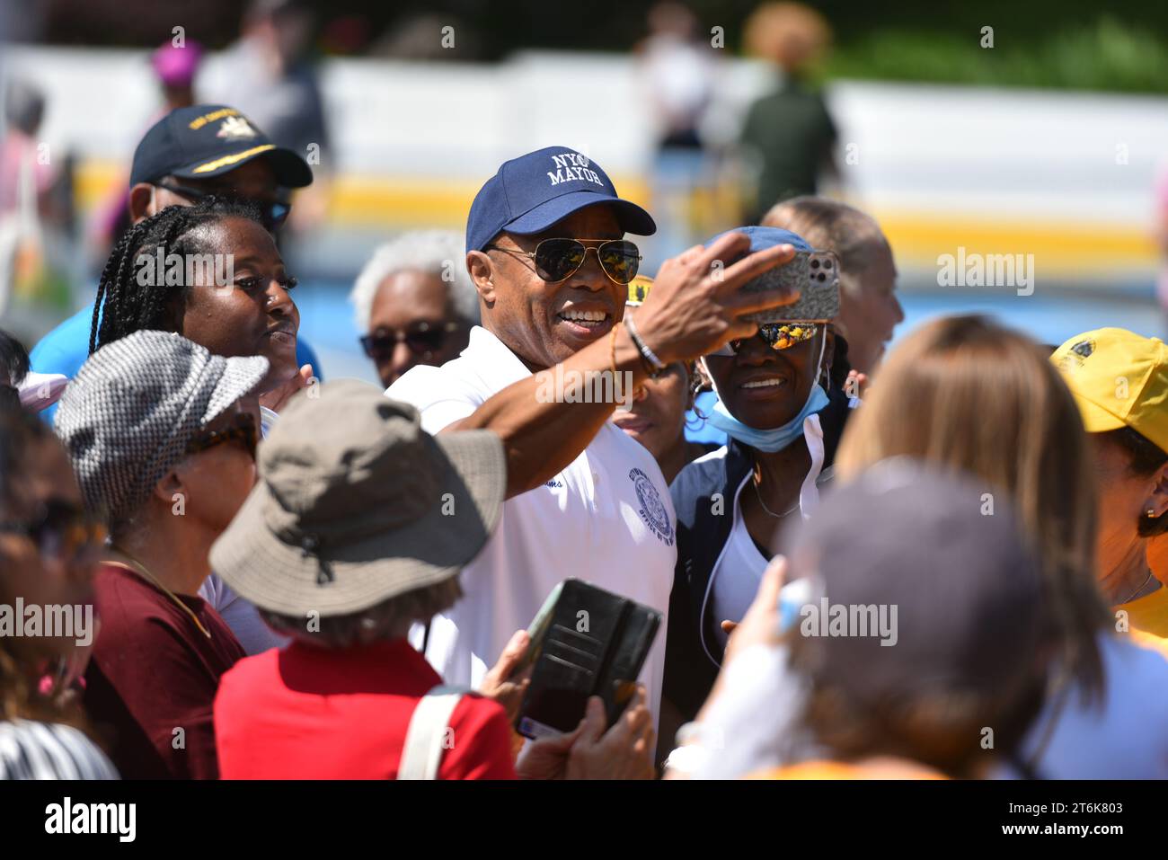 Mayor Eric Adams plays a game of pickleball at City Pickle at Wollman ...
