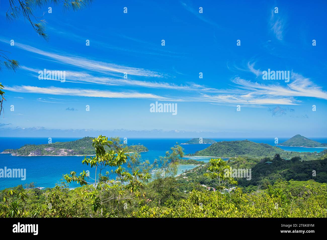 View of Indian ocean, Therese island from the sans sousi road inside ...