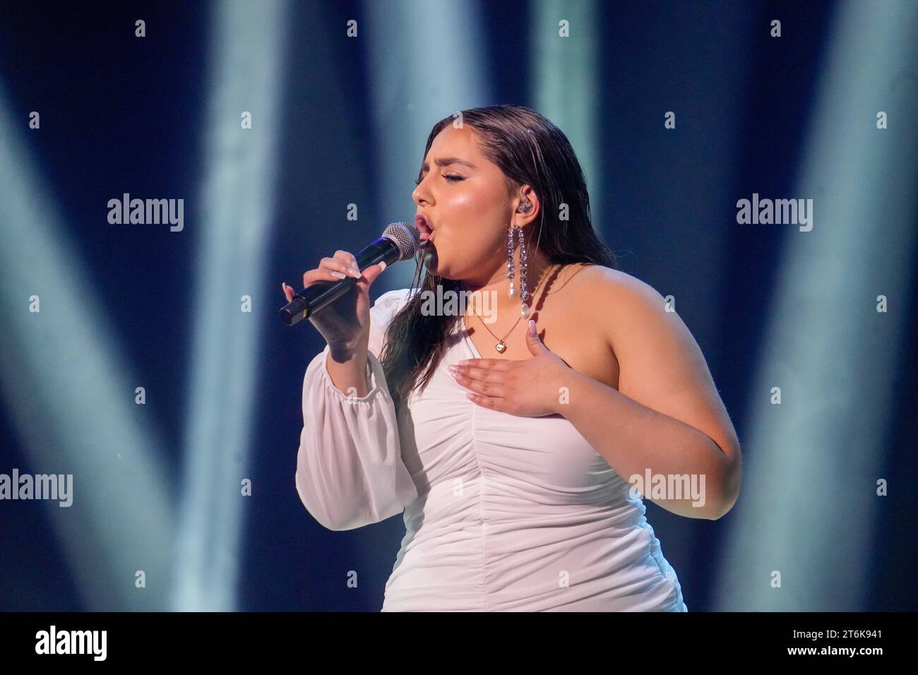 Stockholm, NEP Studios, Sweden. 10th Nov 2023. Idol Fridays Final 6. Louisa Hoxha Credit: Daniel ...