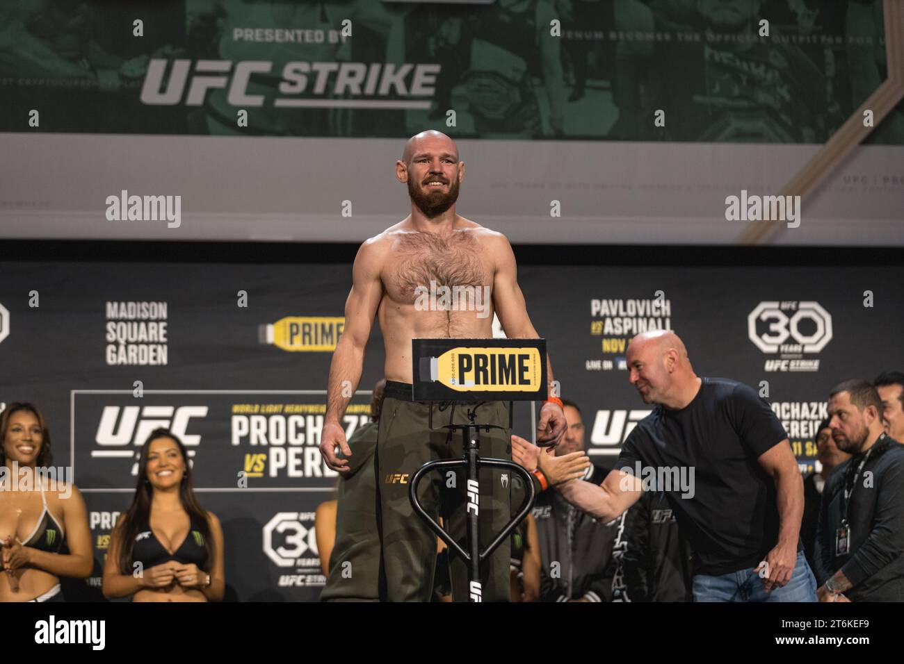Viacheslav Borshchev during the UFC 295 ceremonial weigh-in at The ...