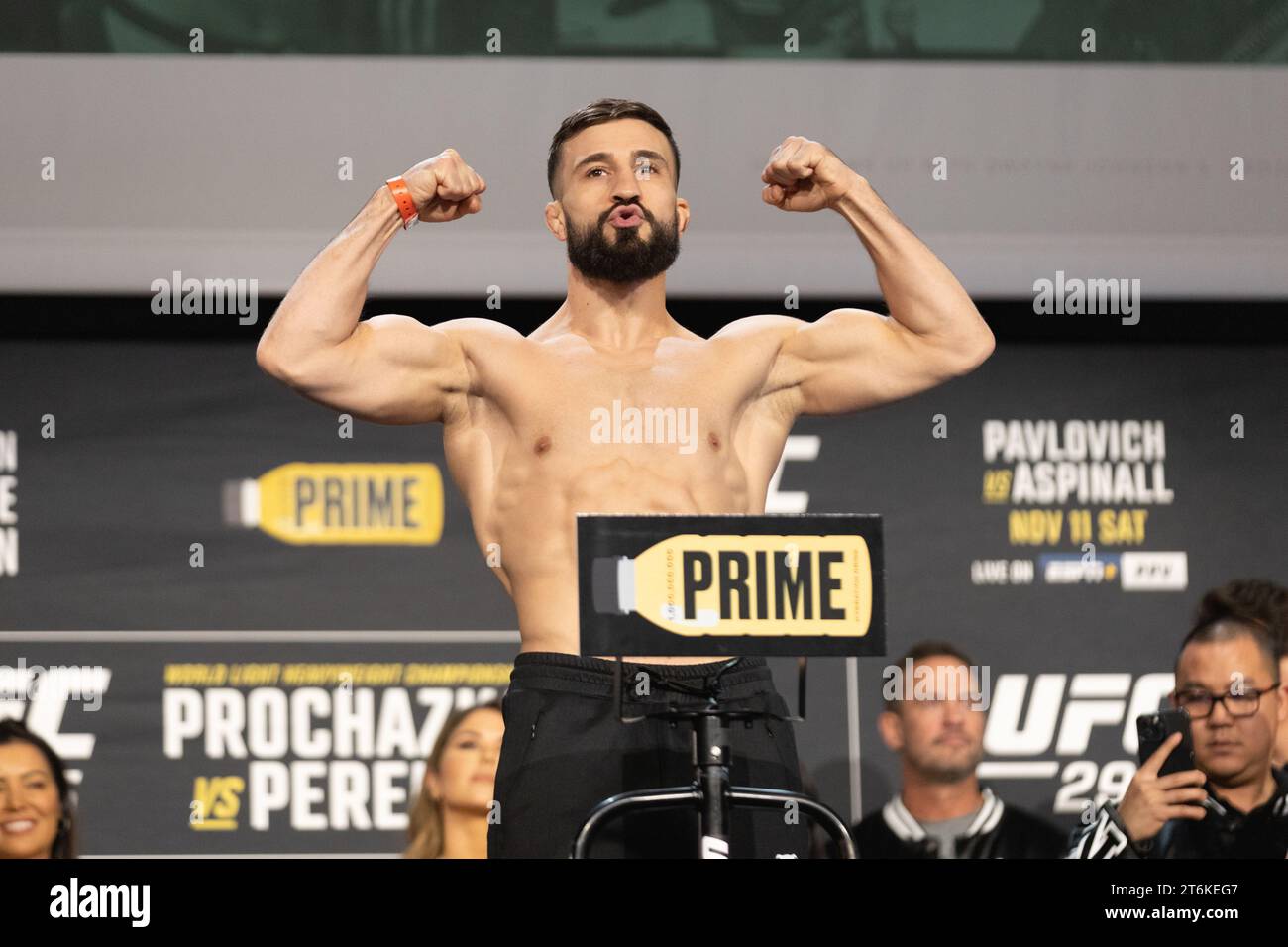 Nazim Sadykhov, during the UFC 295 ceremonial weigh-in at The Theater ...