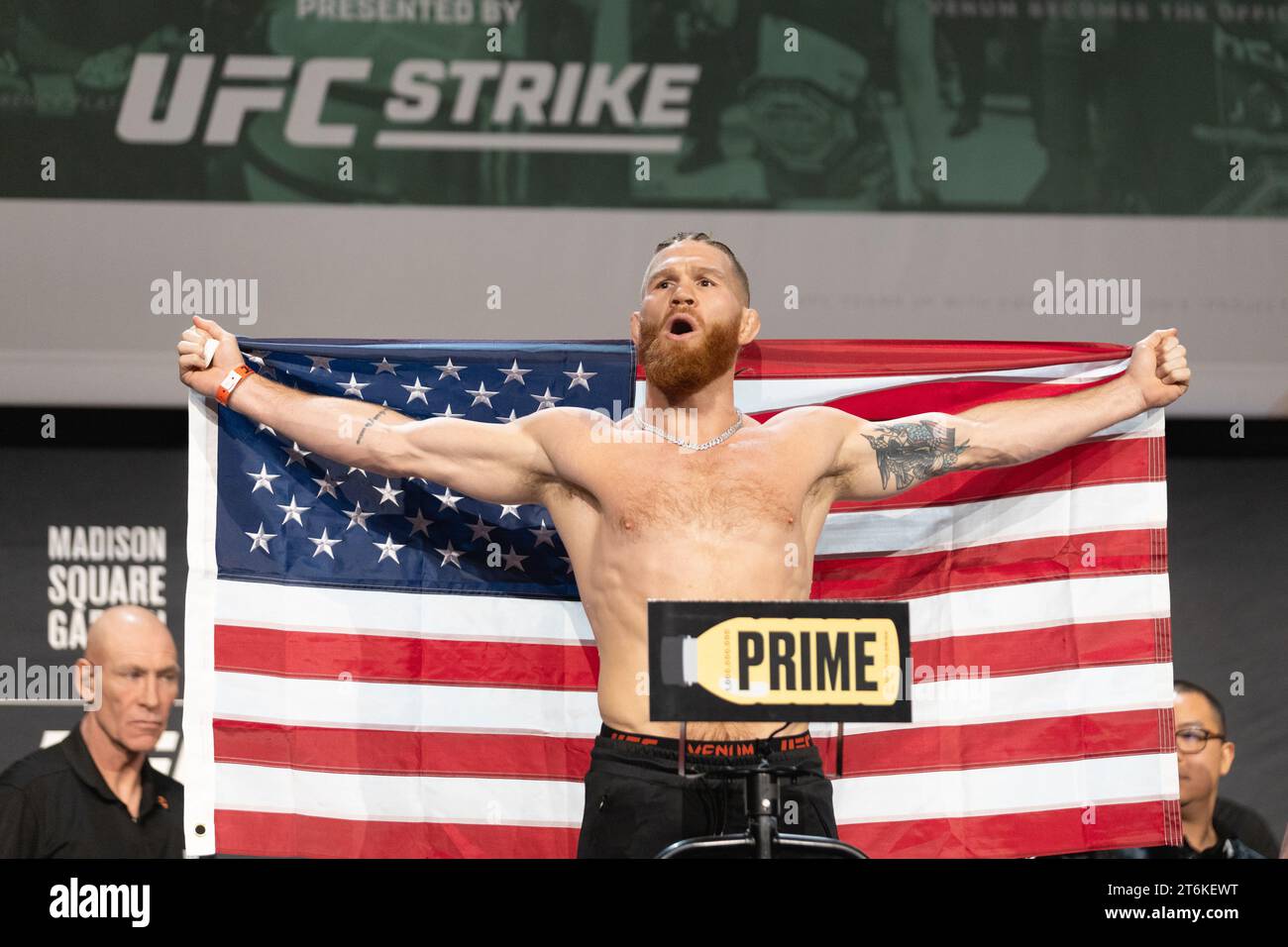 Matt Frevola during the UFC 295 ceremonial weigh-in at The Theater at ...