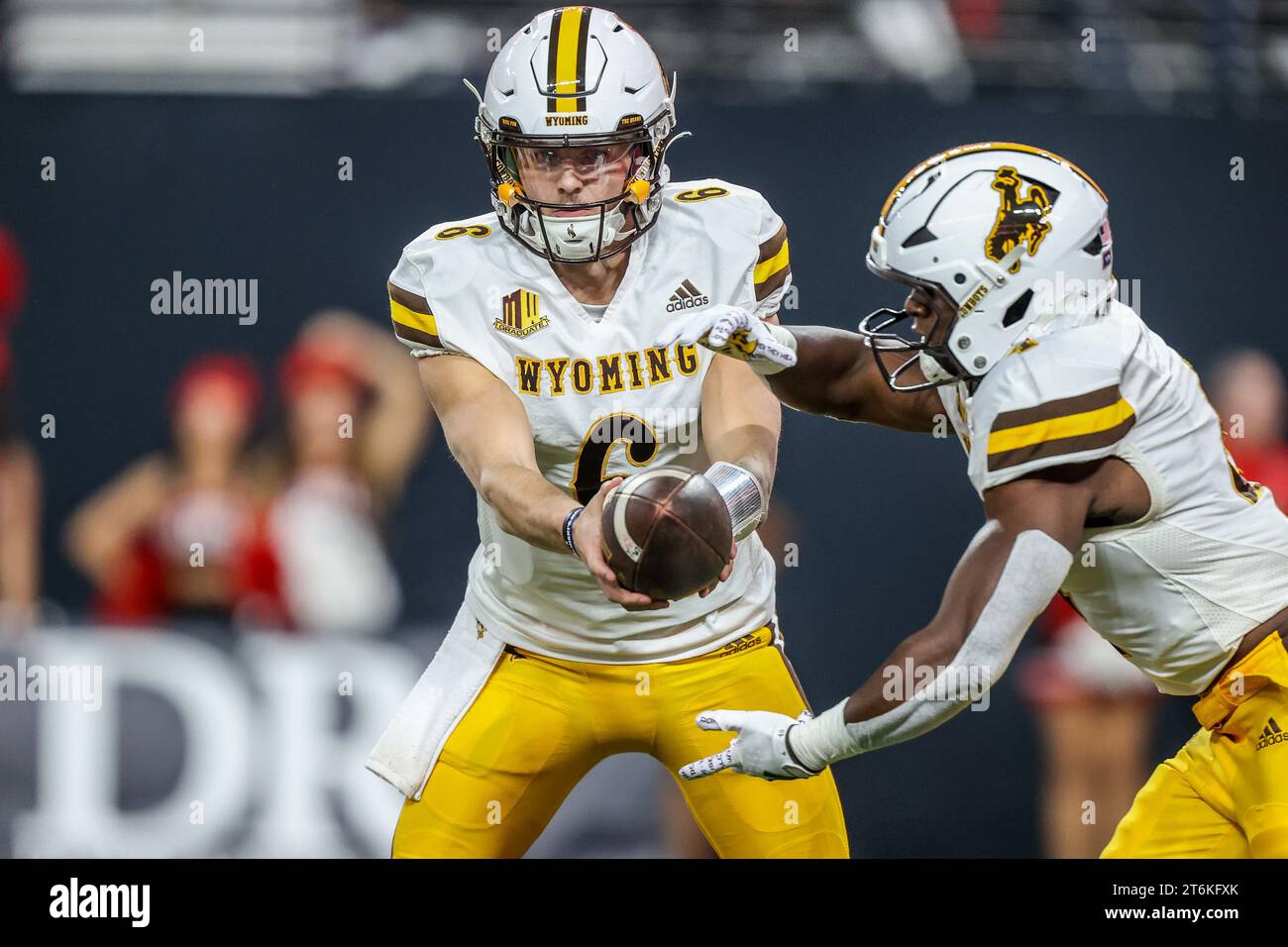 November 10, 2023: Wyoming Cowboys quarterback Andrew Peasley (6) waits ...