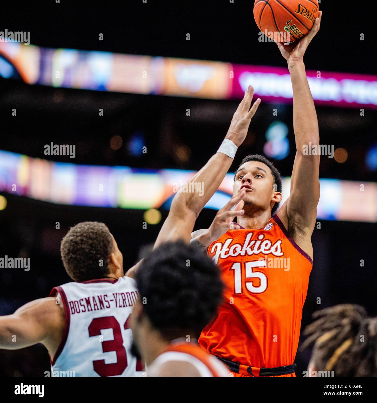 November 10, 2023: Virginia Tech Hokies center Lynn Kidd (15) shoots ...