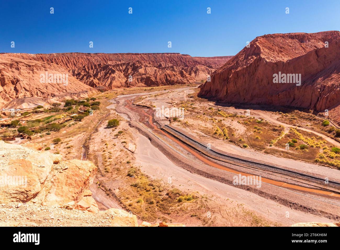 View of the riverbed from the Quitor fortress near San Pedro de Atacama ...