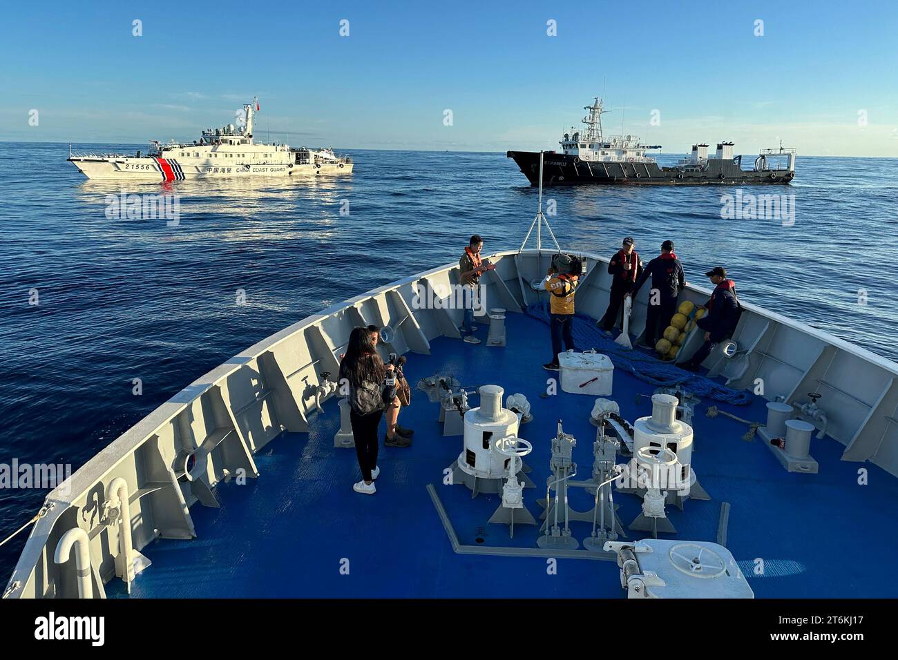 Chinese Coast Guard And Suspected Chinese Militia Ship Block The