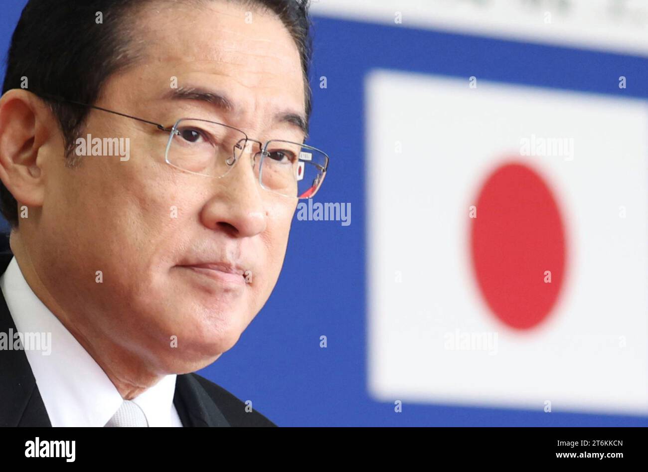 Japan's Prime Minister Fumio Kishida is pictured in front of Japan's ...
