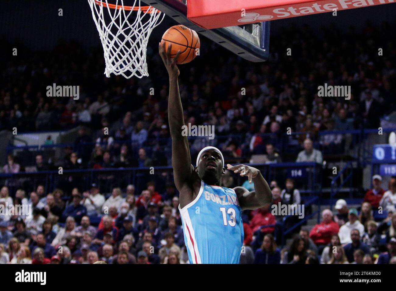 Gonzaga forward Graham Ike (13) shoots during the first half of an NCAA ...