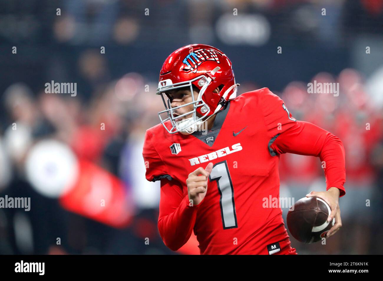UNLV quarterback Jayden Maiava (1) runs for a touchdown against Wyoming ...