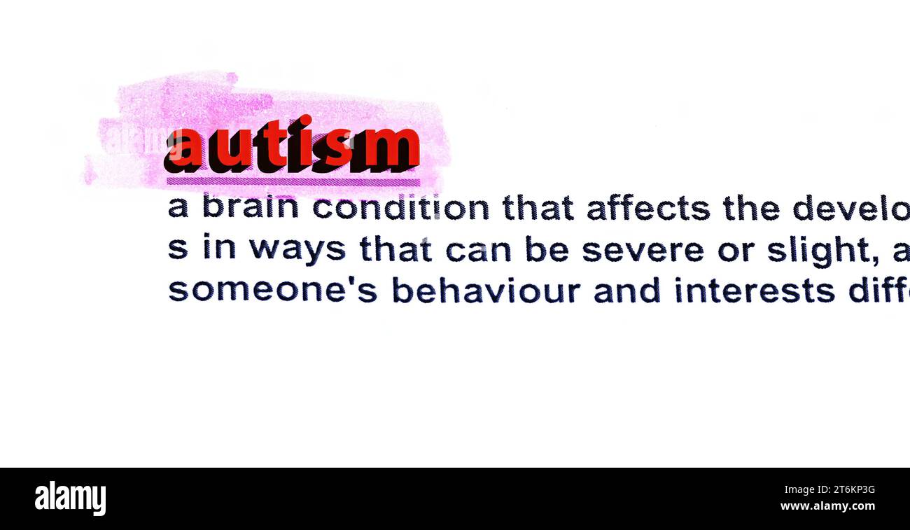 English definition of the word autism, a type of mental disorder ...