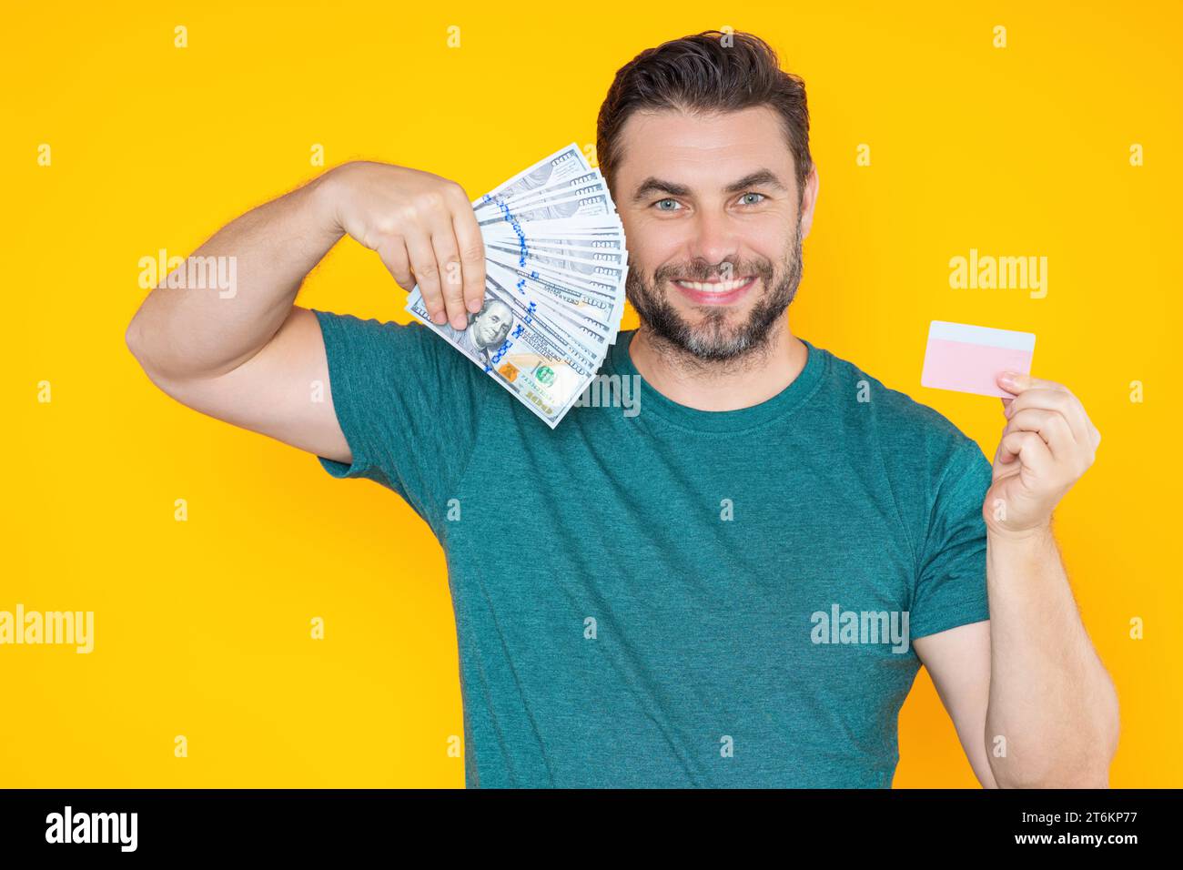Successful business man counting money. Handsome middle age man holding ...